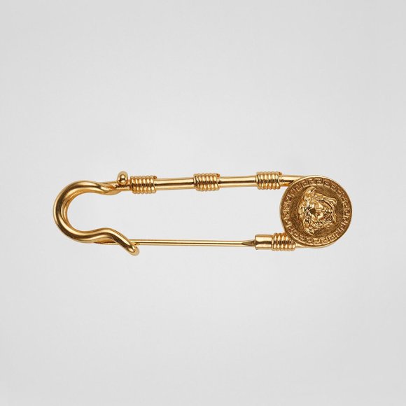 Versace | Jewelry | New Versace Gold Tone Medusa Safety Pin Brooch ...